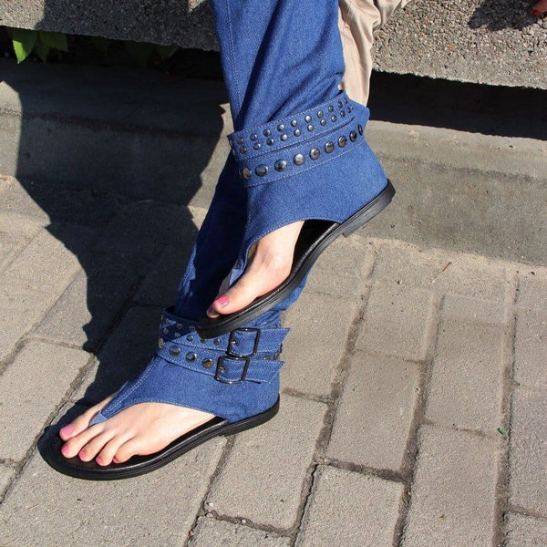 Denim Sandals - Etsy