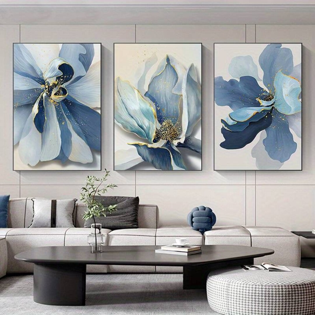 Blue Abstract Flower Posters - Flower Posters - Painting Posters ...