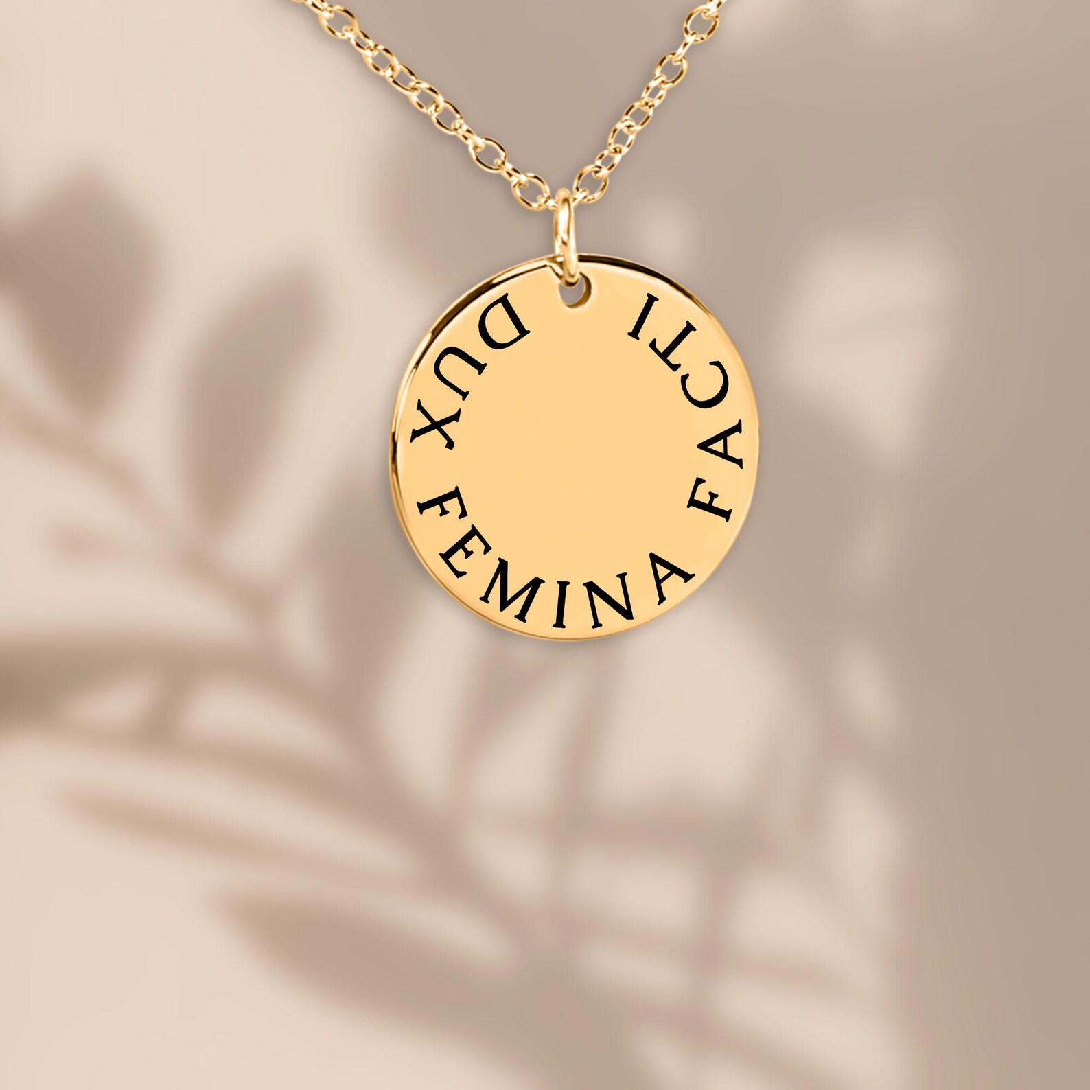 Dux Femina Facti Necklace: Personalized Feminist Jewelry, 18k Gold ...