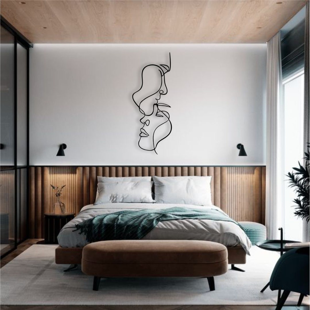 Couple Wall Art One Line Metal Decor Love Line Metal Wall - Etsy