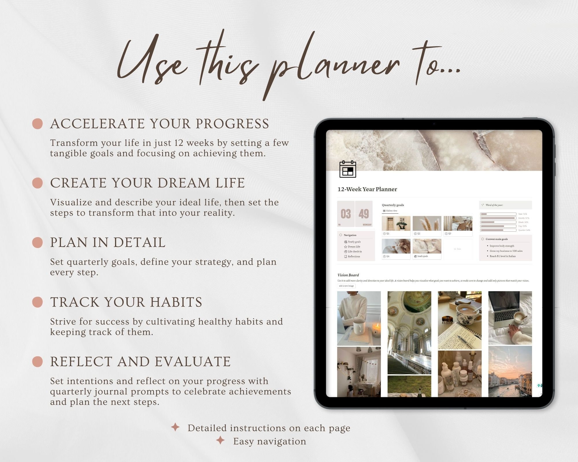 12 Week Year Notion Planner Notion Template 3 Month Goals Planner 2025 ...