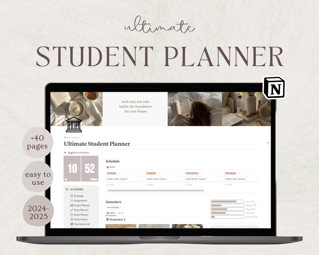 Notion Template Student Planner, Academic Planner, Notion Planner ...