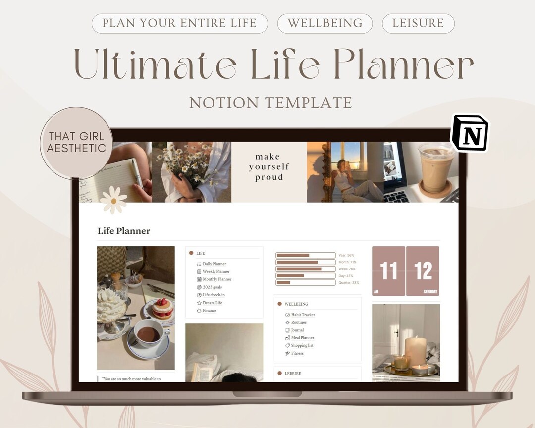 Ultimate Notion Template, Notion Life Planner, That Girl, All in One ...