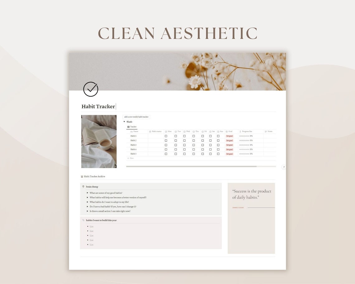 Notion Template, Notion Habit Tracker, Atomic Habits, Weekly Habit ...