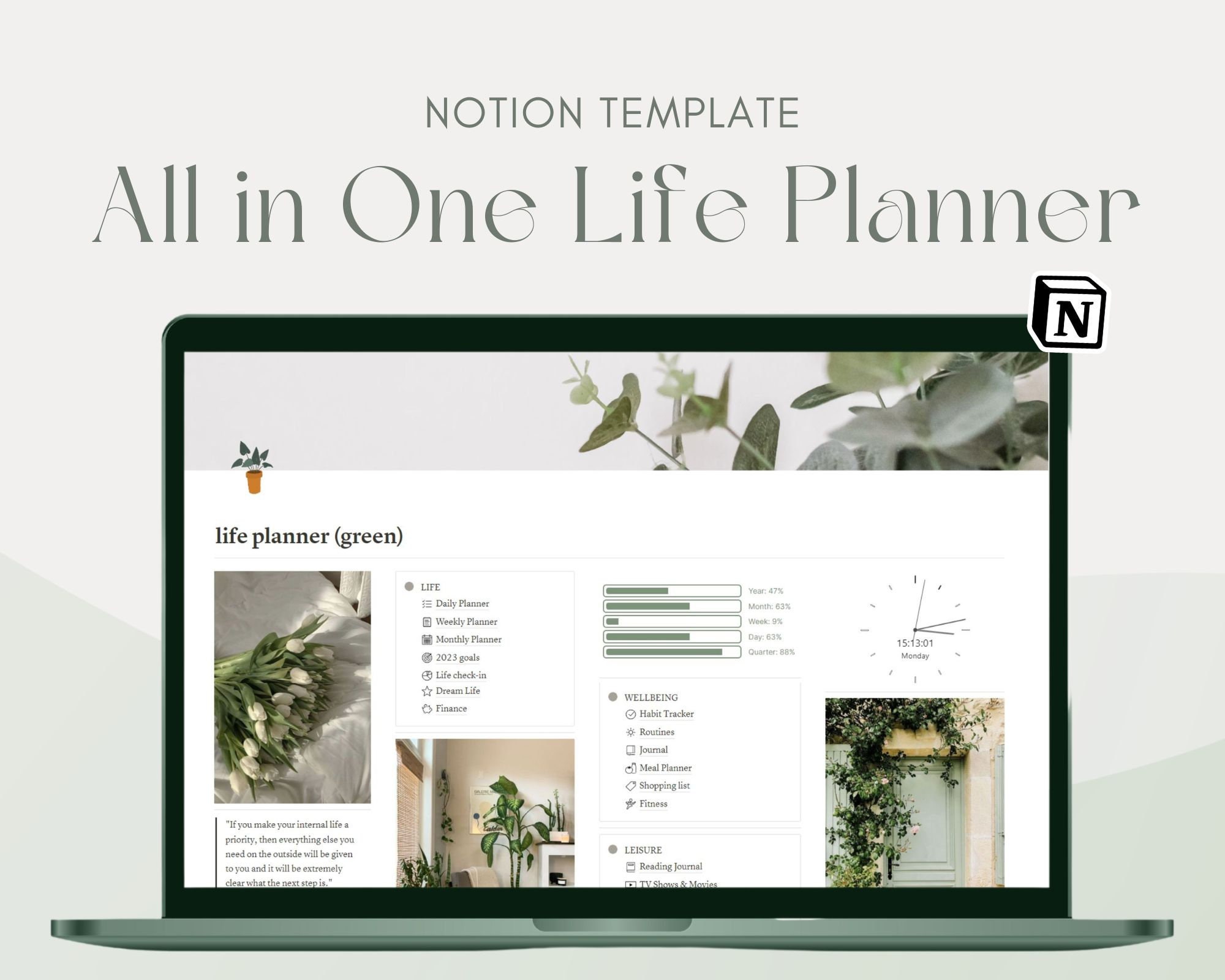 Ultimate Notion Template, Notion Life Planner, All in One Notion Planner, Habit Tracker, Notion ...