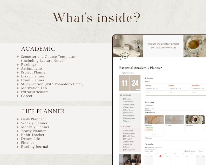 Notion Student Planner Template Notion Academic Planner University ...