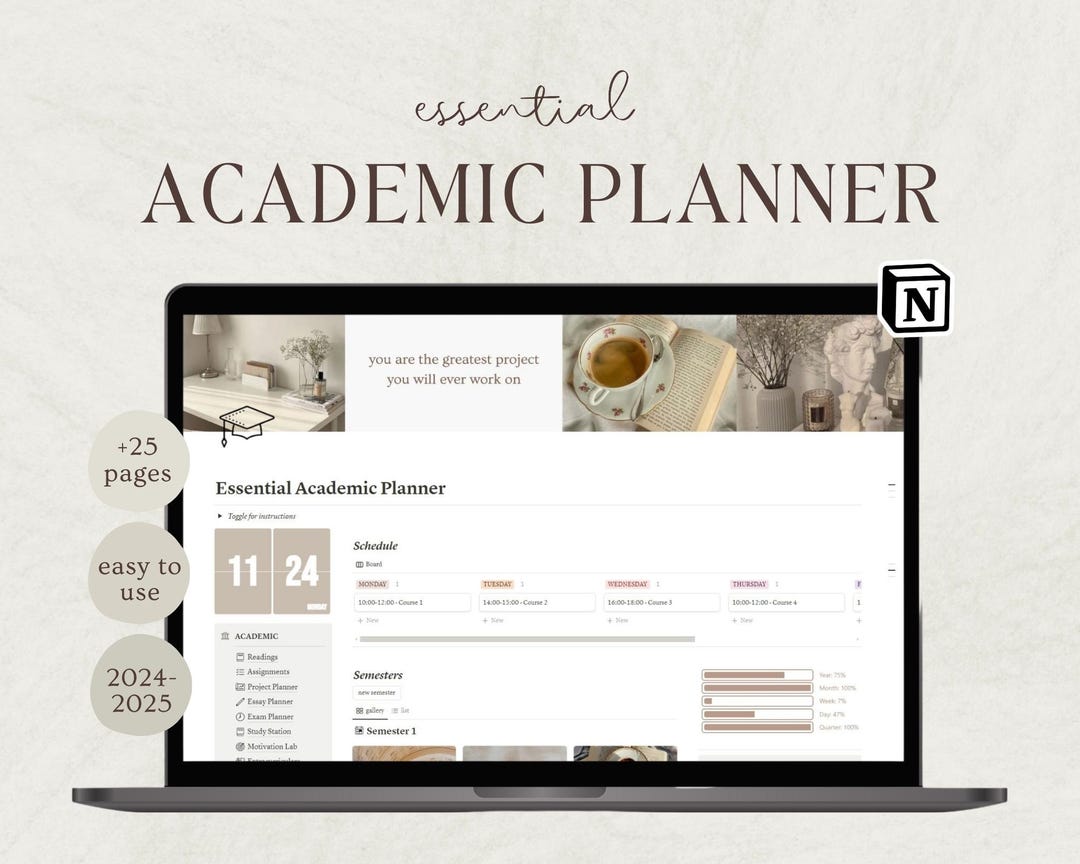 Notion Student Planner Template Notion Academic Planner University ...
