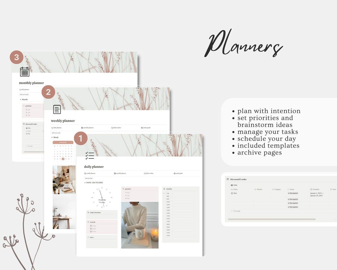 2025 Minimal Notion Life Planner Essential Planner Task Manager Daily ...