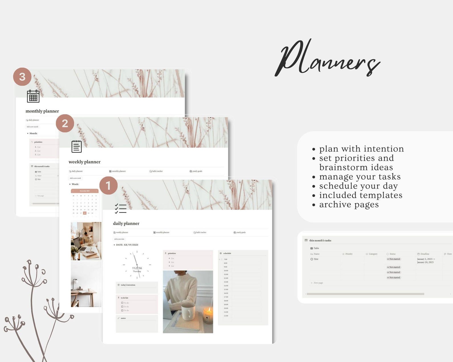 2025 Minimal Notion Life Planner Essential Planner Task Manager Daily Planner Goals Planner ...
