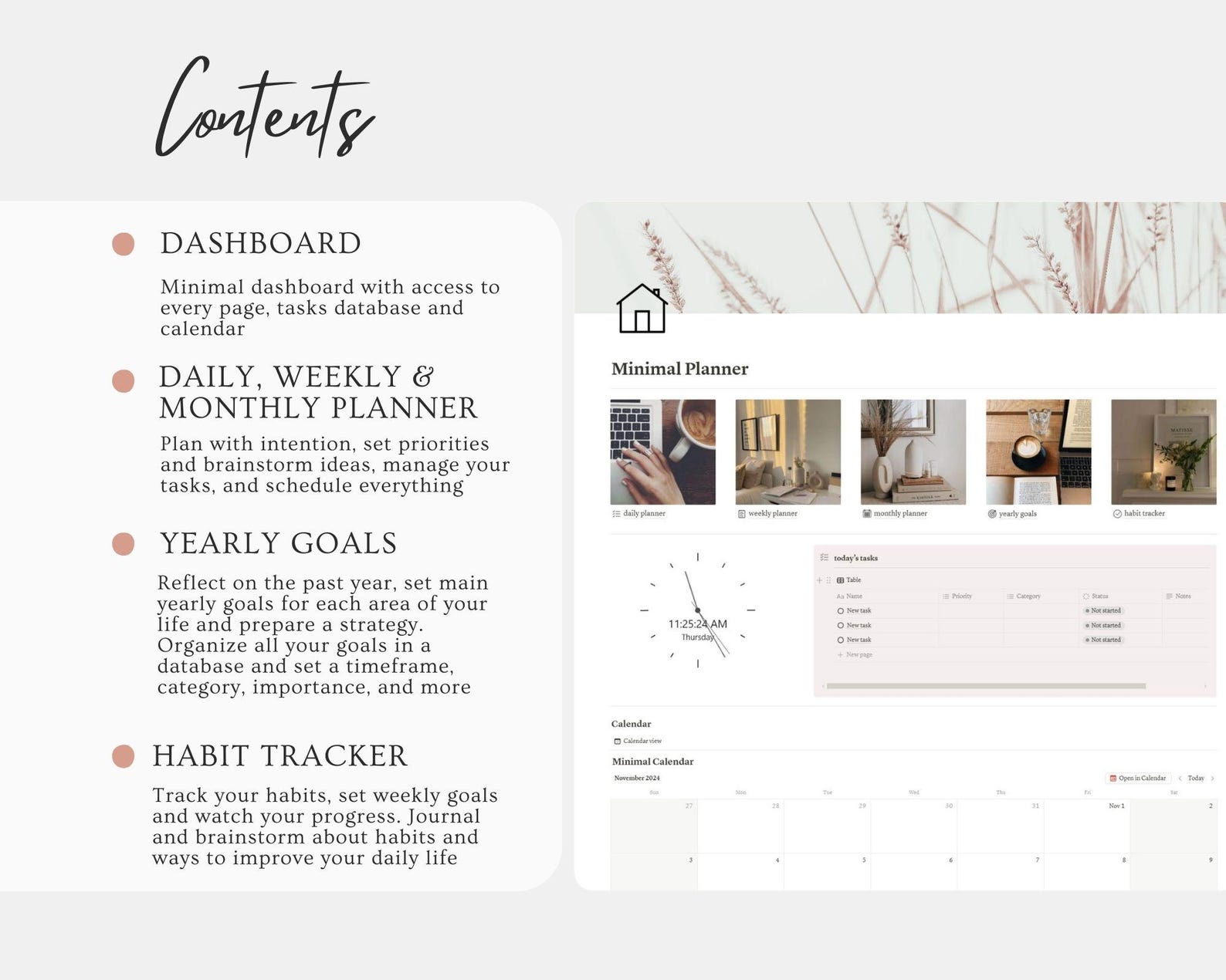 2025 Minimal Notion Life Planner Essential Planner Task Manager Daily Planner Goals Planner ...