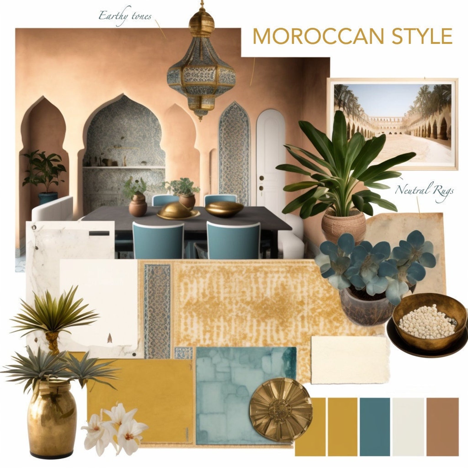 Moroccan Style Interior Design Moodboard Template - Etsy