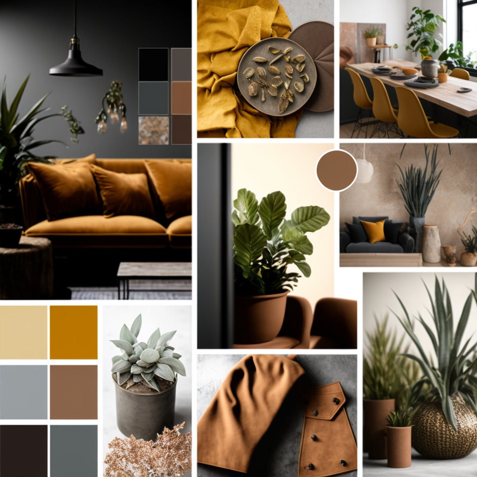 Elegant Earth Tones: A Modern Moodboard in Dark Natural Colors - Etsy