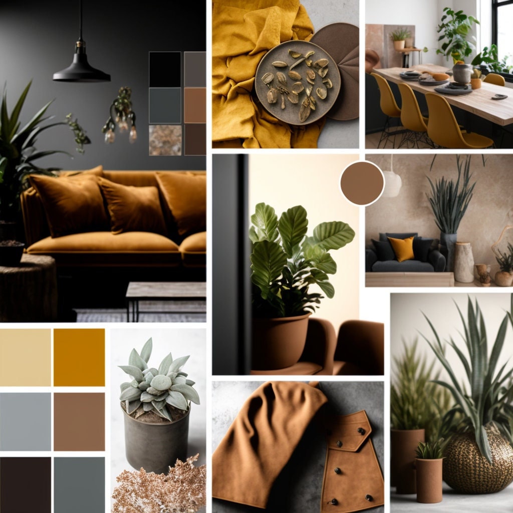 Elegant Earth Tones: A Modern Moodboard in Dark Natural Colors - Etsy