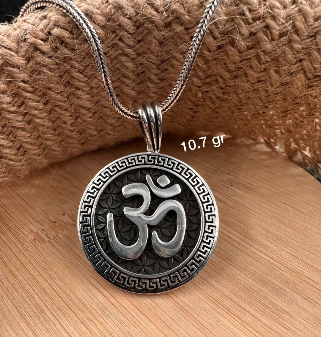 Necklace Boho Aum OHM Cord or Chain Adjustable Silver Gift Idea Men ...
