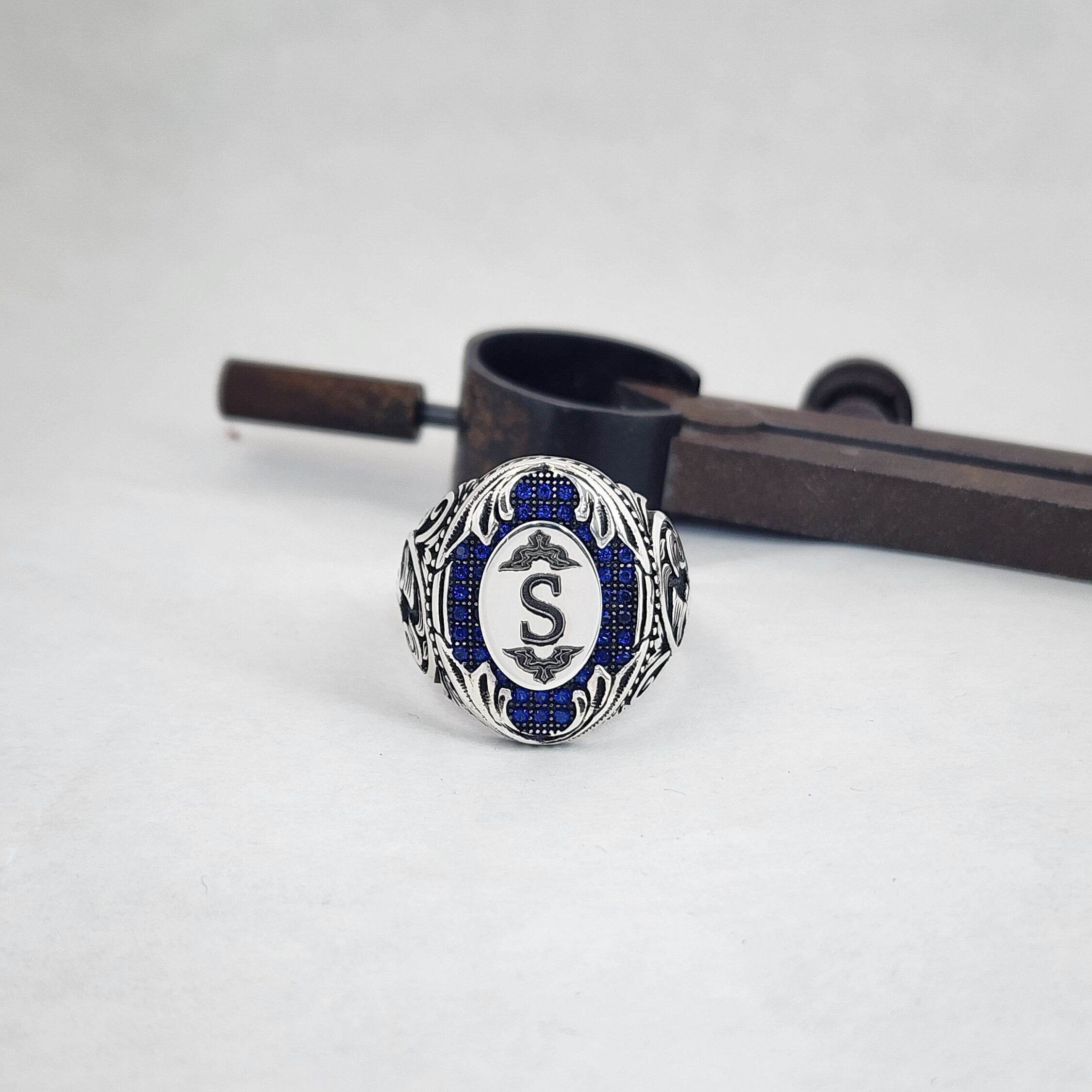 Letter Ring Seal, Men's Silver Ring, Custom Men's Ring, Letter Ring Men ...
