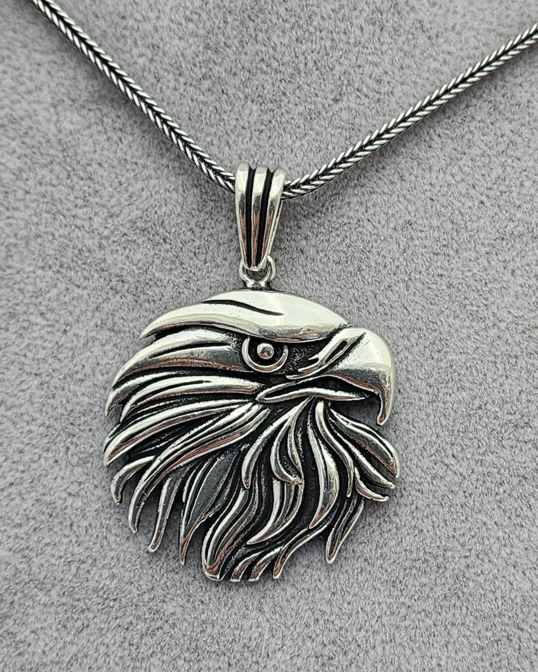 Medallion Silver Winged Eagle Necklace, Eagle Medallion, Silver Animal ...