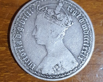 Antique Silver Coin. Victorian 1880 One Florin. Queen Victoria Gothic ...