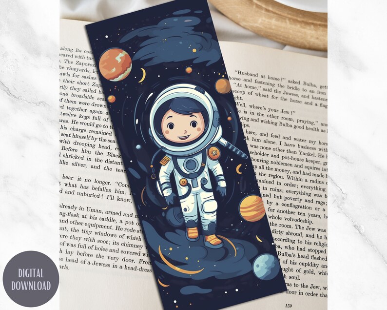 Space Explorer Bookmarks, Cartoon Astronaut, Set of 6 (digital Download ...