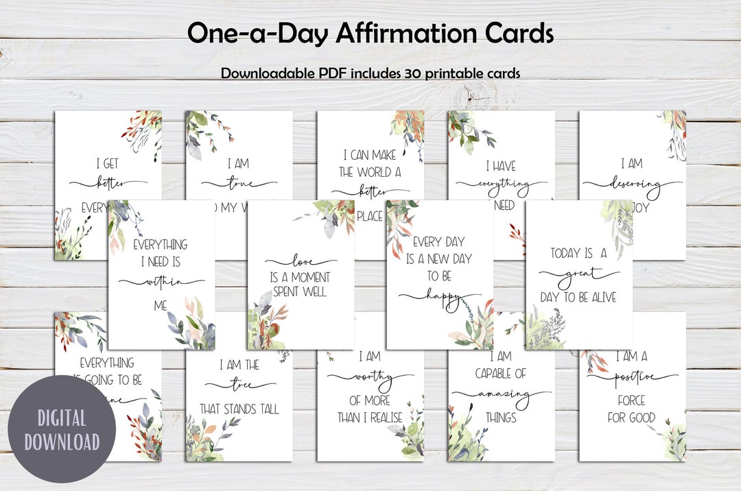 Printable, Affirmation Cards, Positive Quotes, Flash Cards, Self Esteem ...