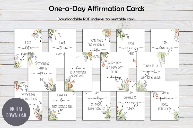 Printable, Affirmation Cards, Positive Quotes, Flash Cards, Self Esteem ...