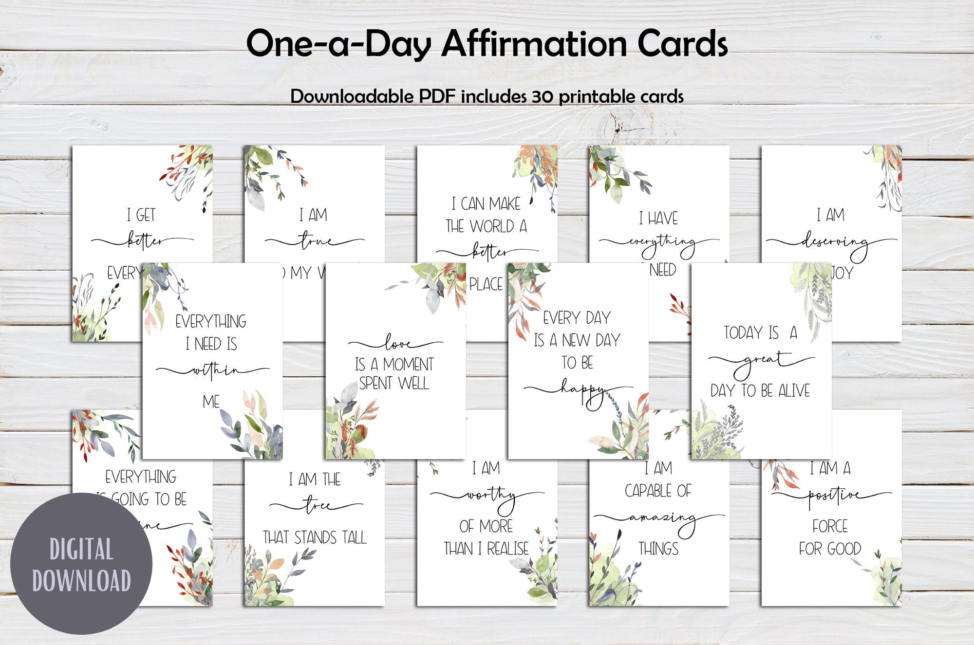 Printable, Affirmation Cards, Positive Quotes, Flash Cards, Self Esteem ...