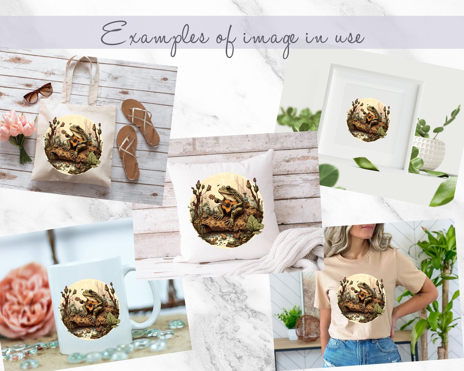 Cottagecore Frog Playing Guitar PNG, Goblincore Sublimation Image ...