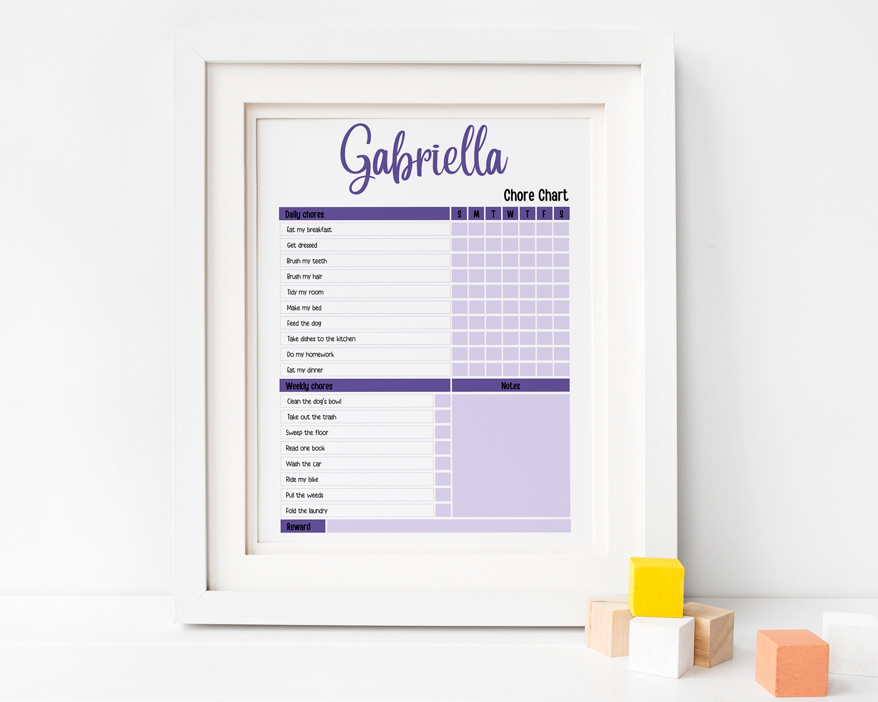 Personalized Kids Chore Chart, Editable Responsibility Chart, Kids ...