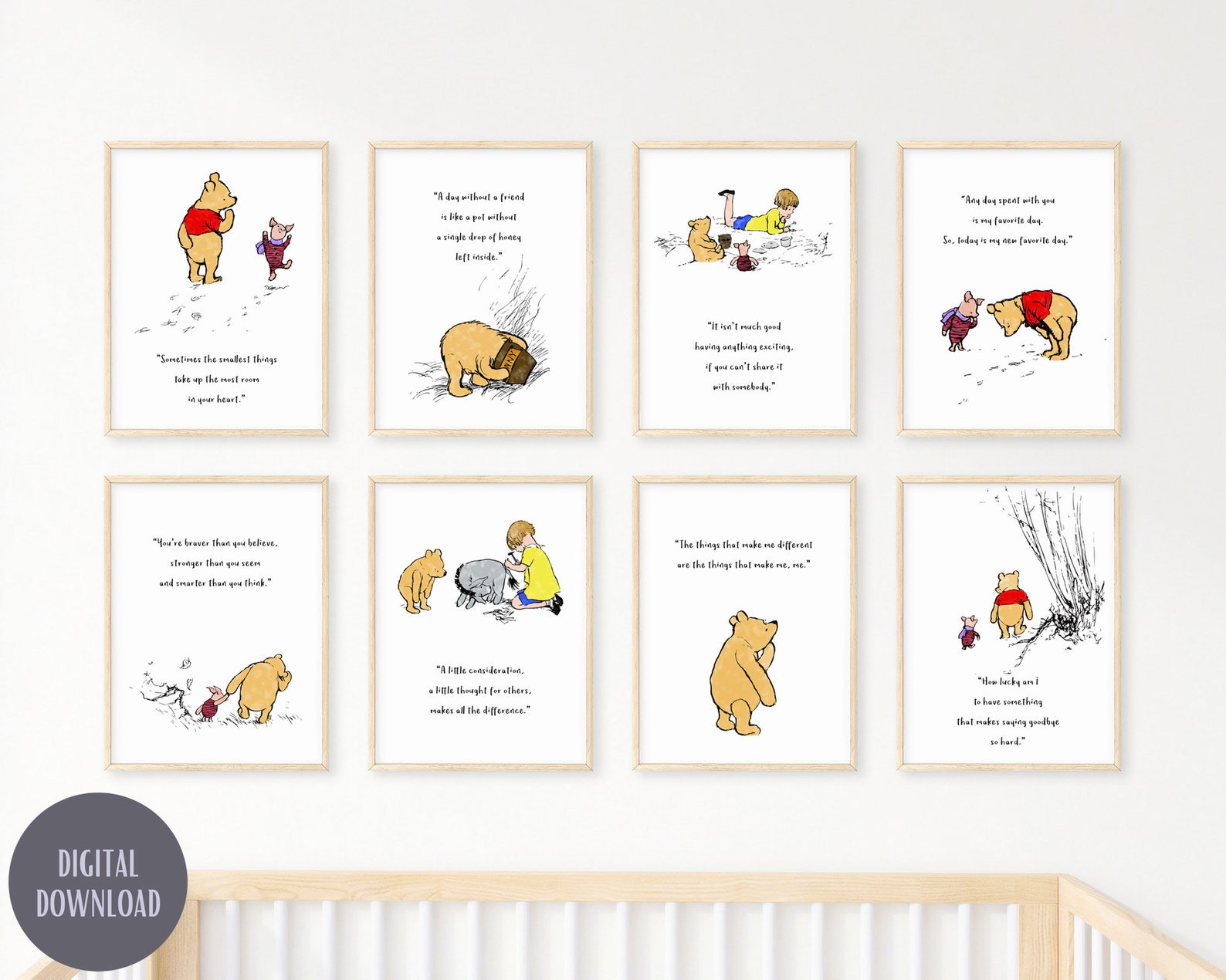Winnie the Pooh Quotes,set of 8,nursery Decor,nursery Wall Art ...