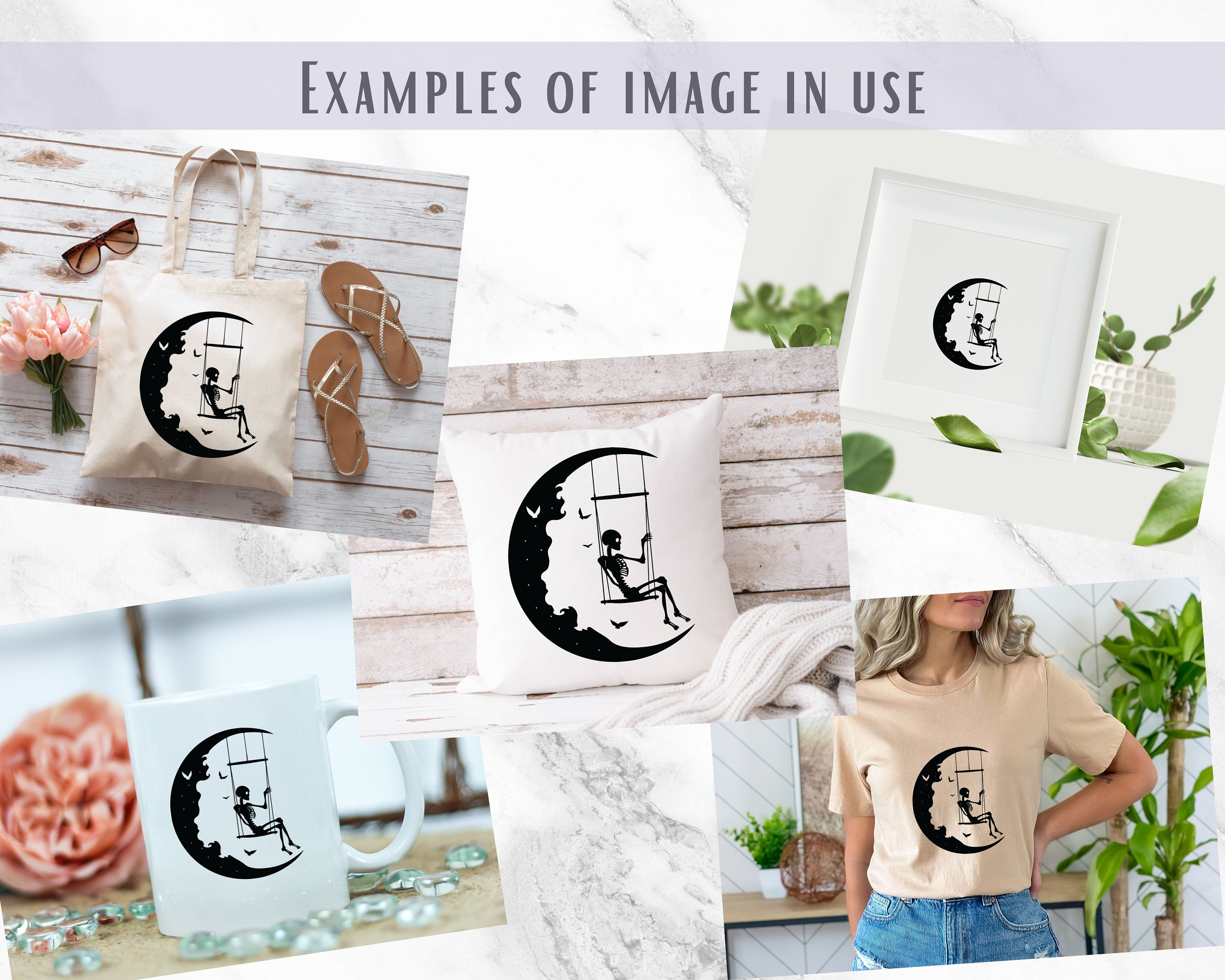 Skeleton Swinging in the Moonlight SVG PNG EPS Sublimation File Digital Download, Printable ...