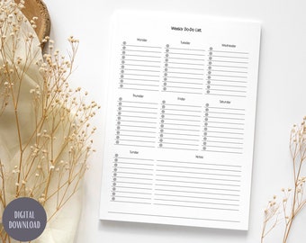 Minimal to Do List Printable, Simple Tasks List Template, Productivity ...