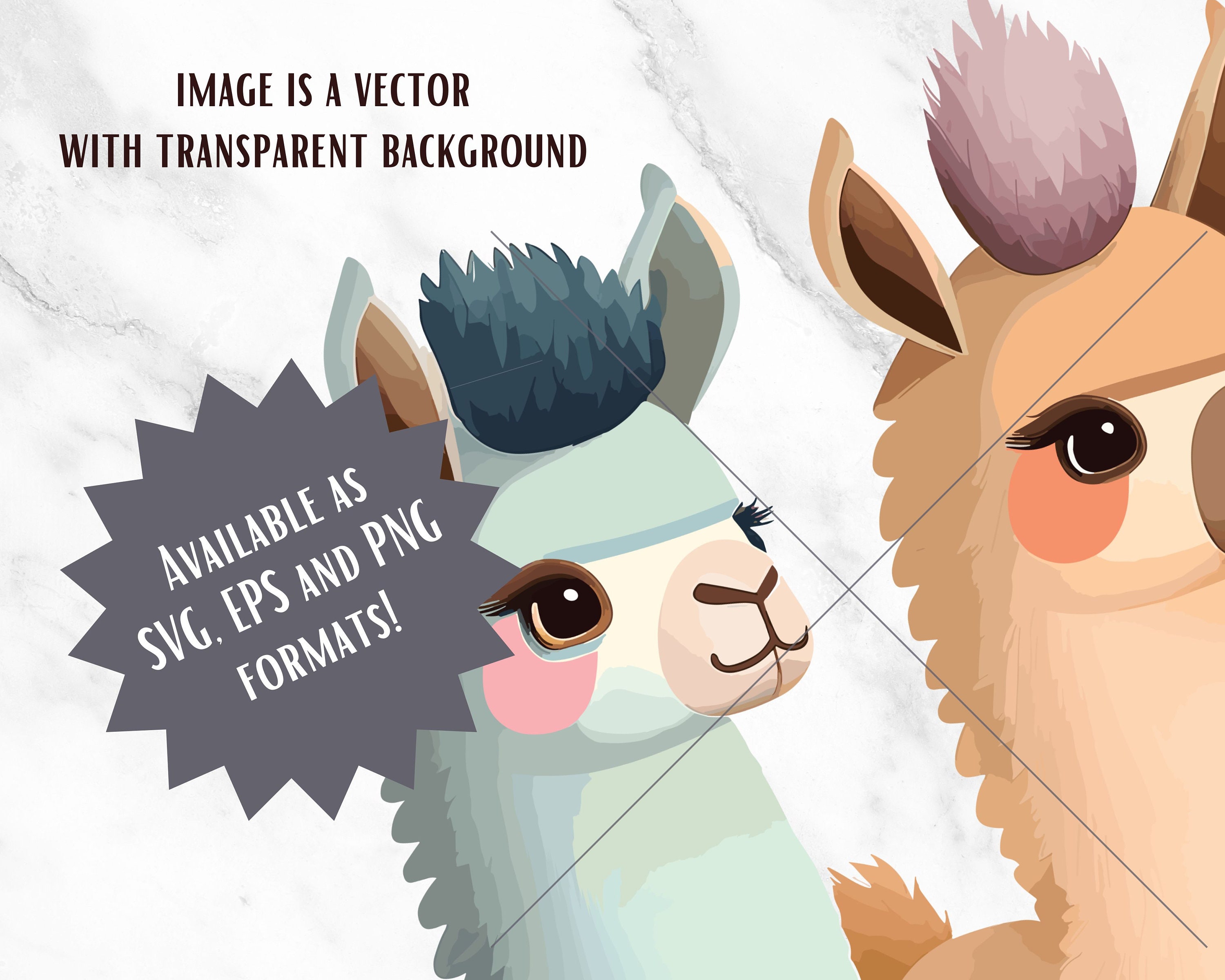Three Cute Llamas SVG Cut Files PNG Llamas Clipart Printable - Etsy