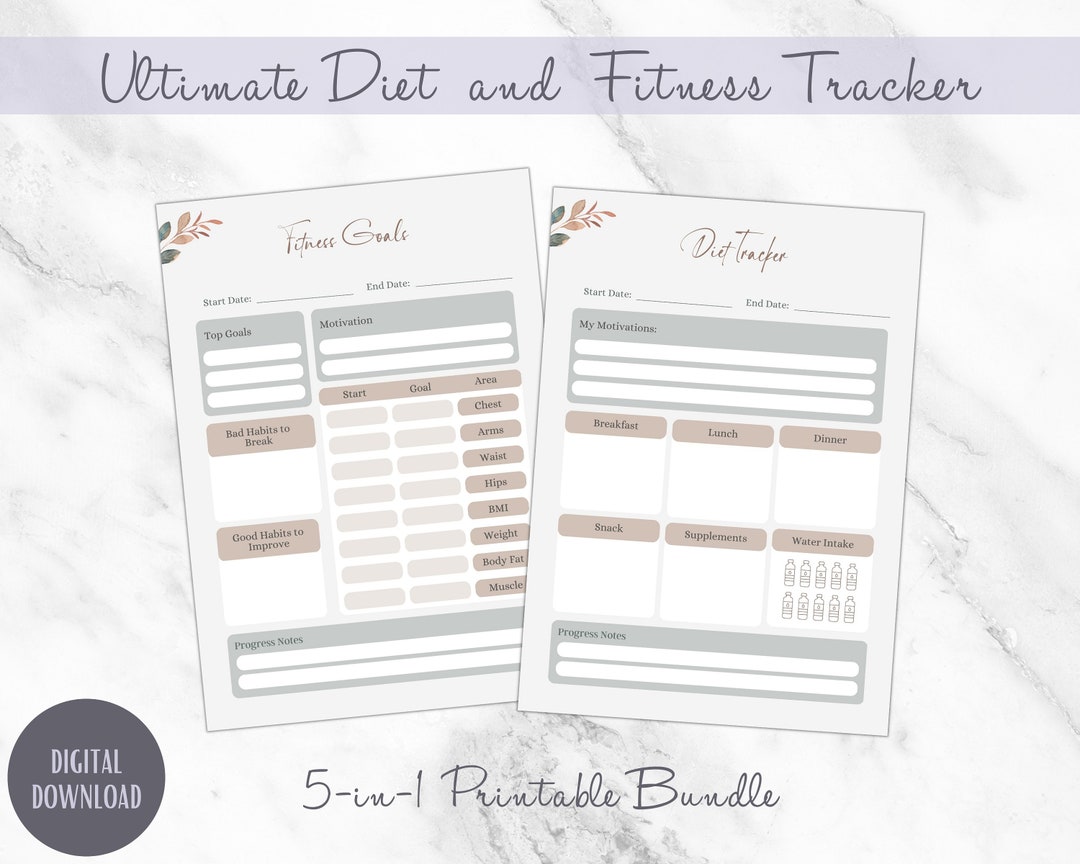 Ultimate Fitness and Diet Tracker for Health and Wellness, Daily Well ...