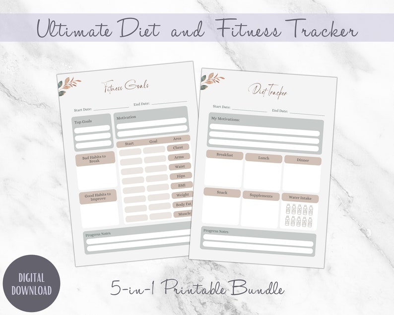 Ultimate Fitness and Diet Tracker for Health and Wellness, Daily Well ...