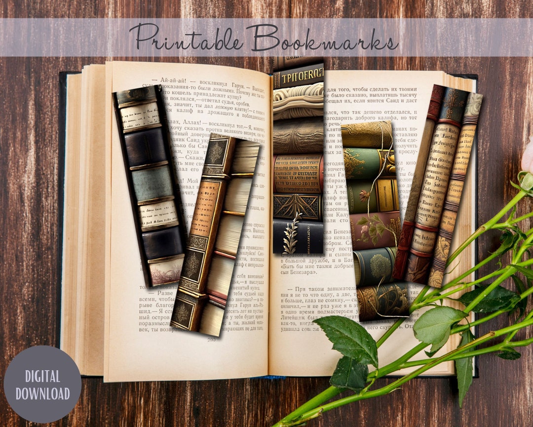 Vintage Books Bookmarks, Junk Journal Embellishments (digital Download ...