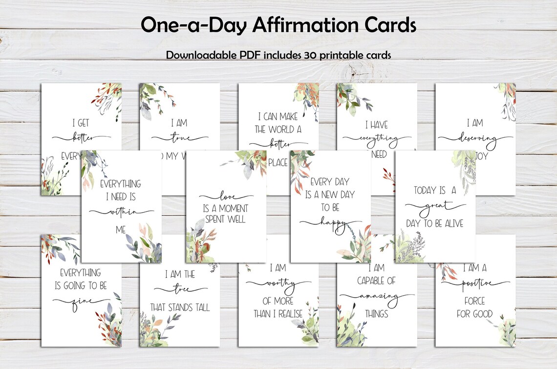 Printable, Affirmation Cards, Positive Quotes, Flash Cards, Self Esteem ...