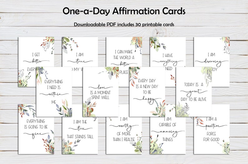 Printable, Affirmation Cards, Positive Quotes, Flash Cards, Self Esteem ...