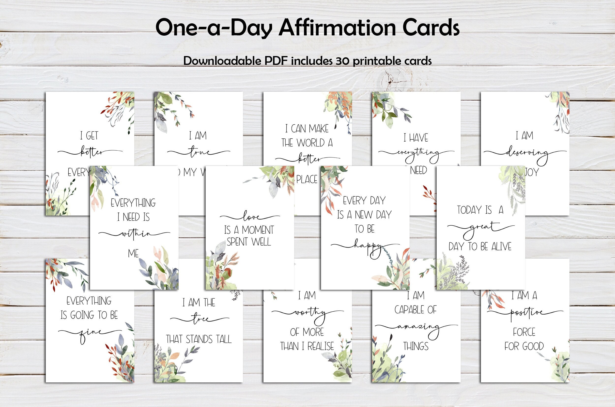 Printable, Affirmation Cards, Positive Quotes, Flash Cards, Self Esteem ...
