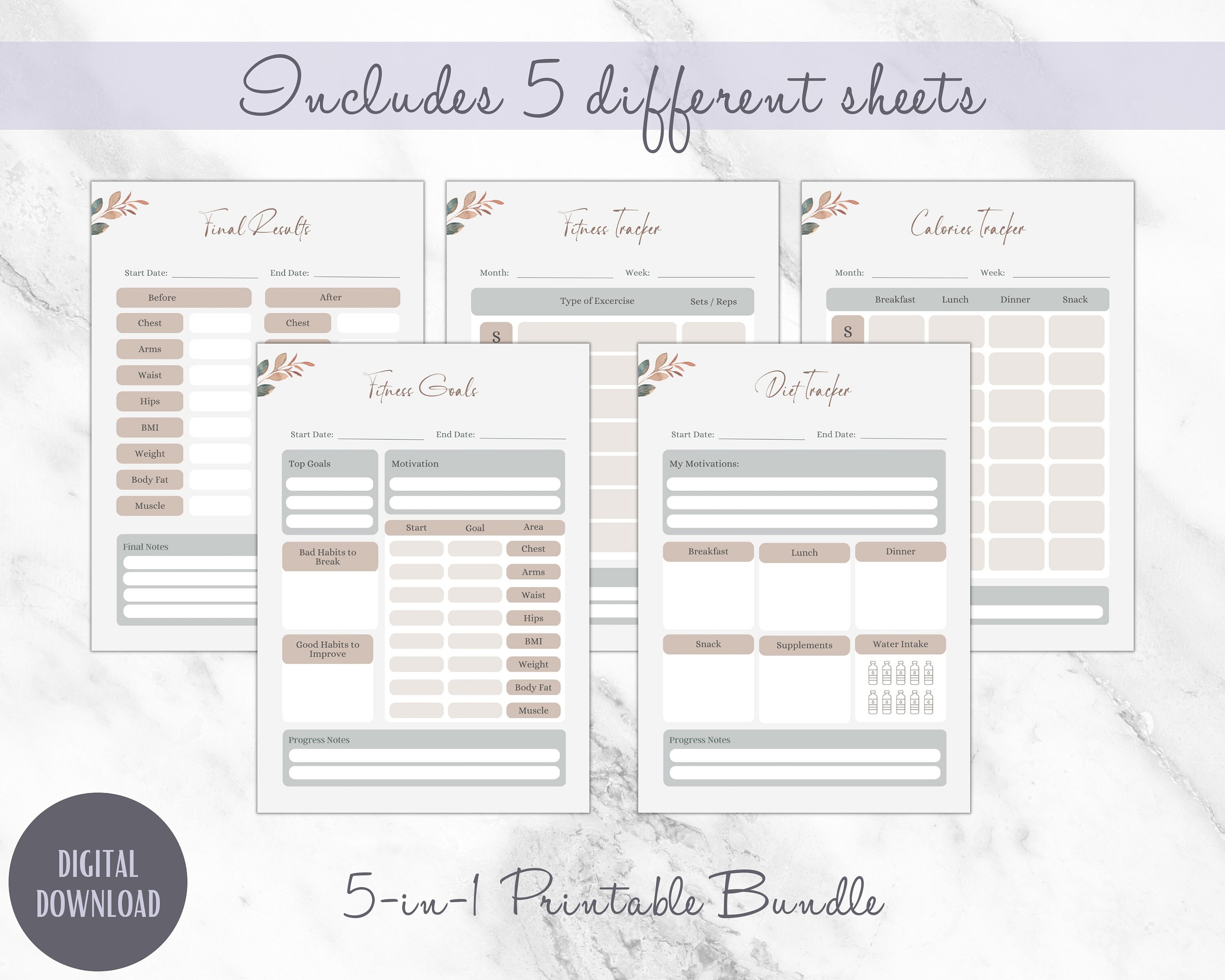 Ultimate Fitness and Diet Tracker for Health and Wellness, Daily Well ...