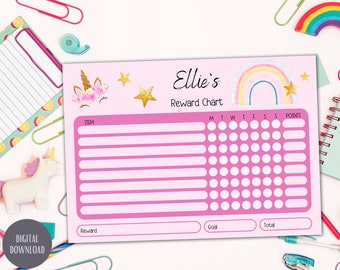 Unicorn Chore Chart for Kids, Kids Chore Chart, Responsibility Chart ...