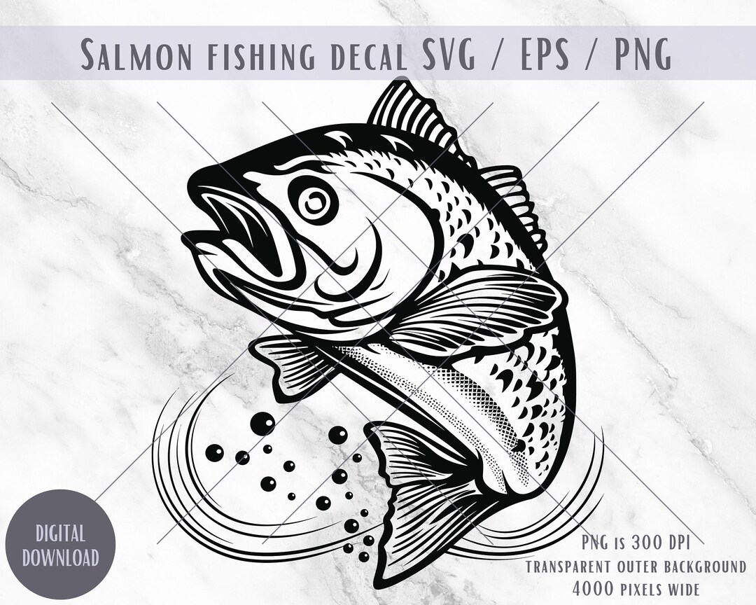 Salmon Fishing Decal, Jumping Fish SVG, PNG, EPS (digital Download) - Etsy
