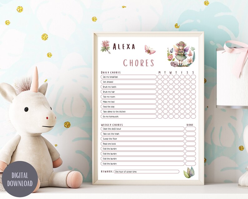 Editable Chore Chart for Kids, Kids Chores, Kids Chore Chart ...