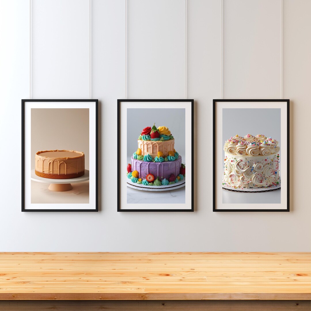 Cake Wall Art Print Set: Coffee Shop Decor (digital Download, Set of 3 ...