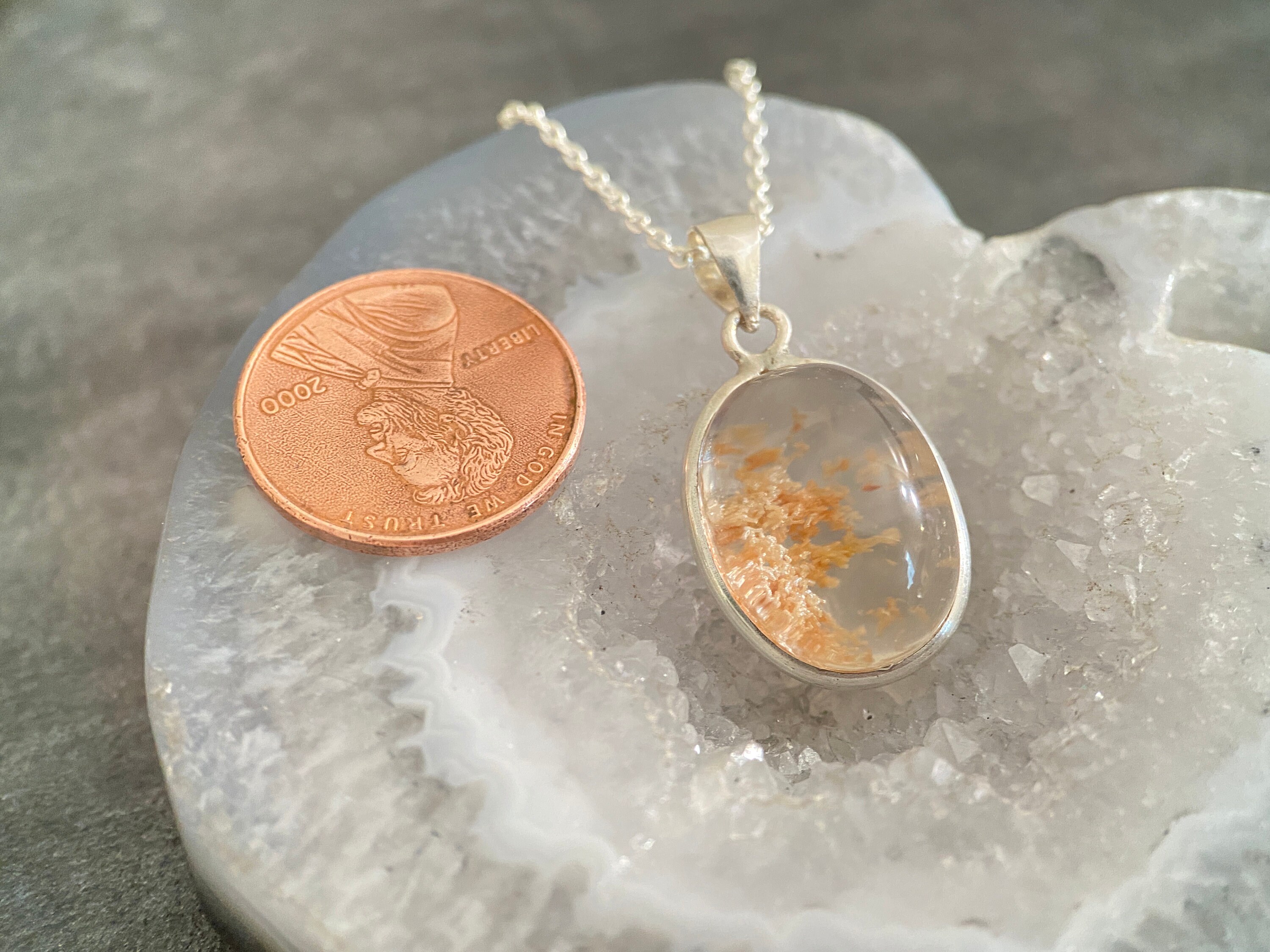 Oval Shaped High Quality Garden Quartz Pendant With Sterling Silver ...