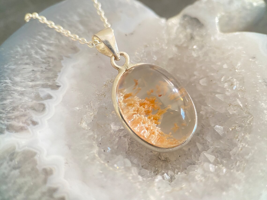 Oval Shaped High Quality Garden Quartz Pendant With Sterling Silver ...