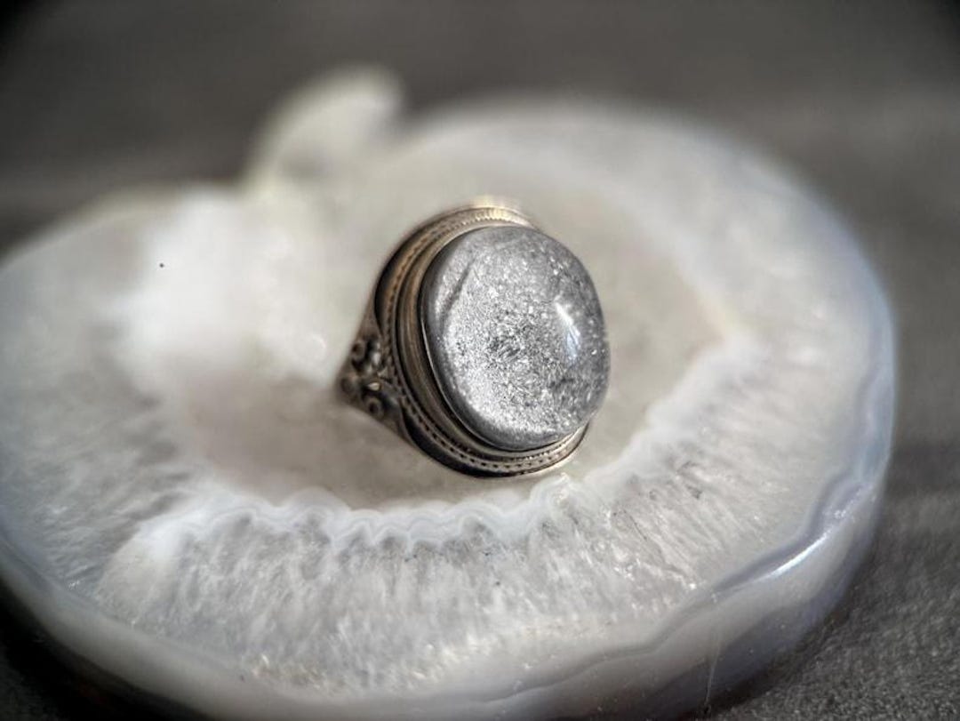 Oval Shaped Quartz With Mineral Inclusions Sterling Silver Adjustable ...