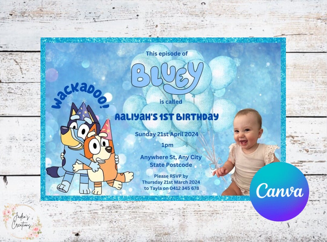 Bluey and Bingo Invitation With Border - Etsy