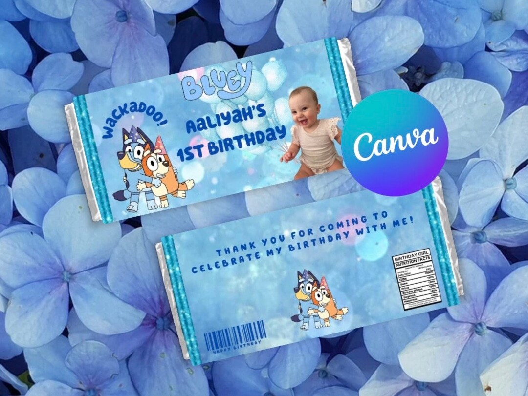 Bluey and Bingo Birthday Chocolate Bar Wrapper - Etsy