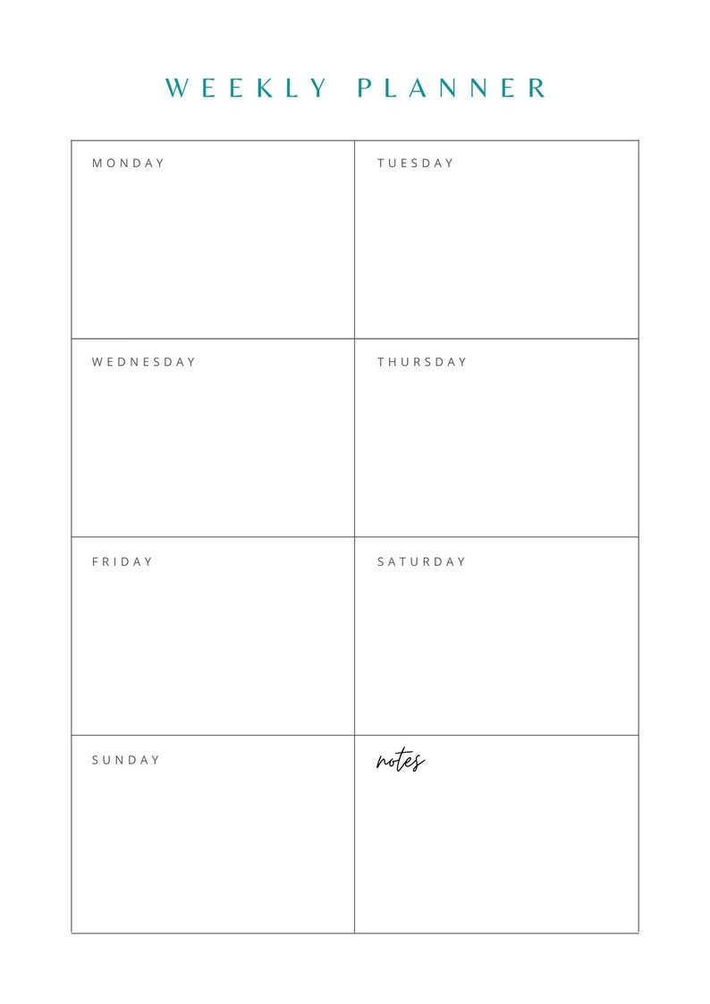 Printable Weekly to Do List, Instant Download, Weekly Schedule ...