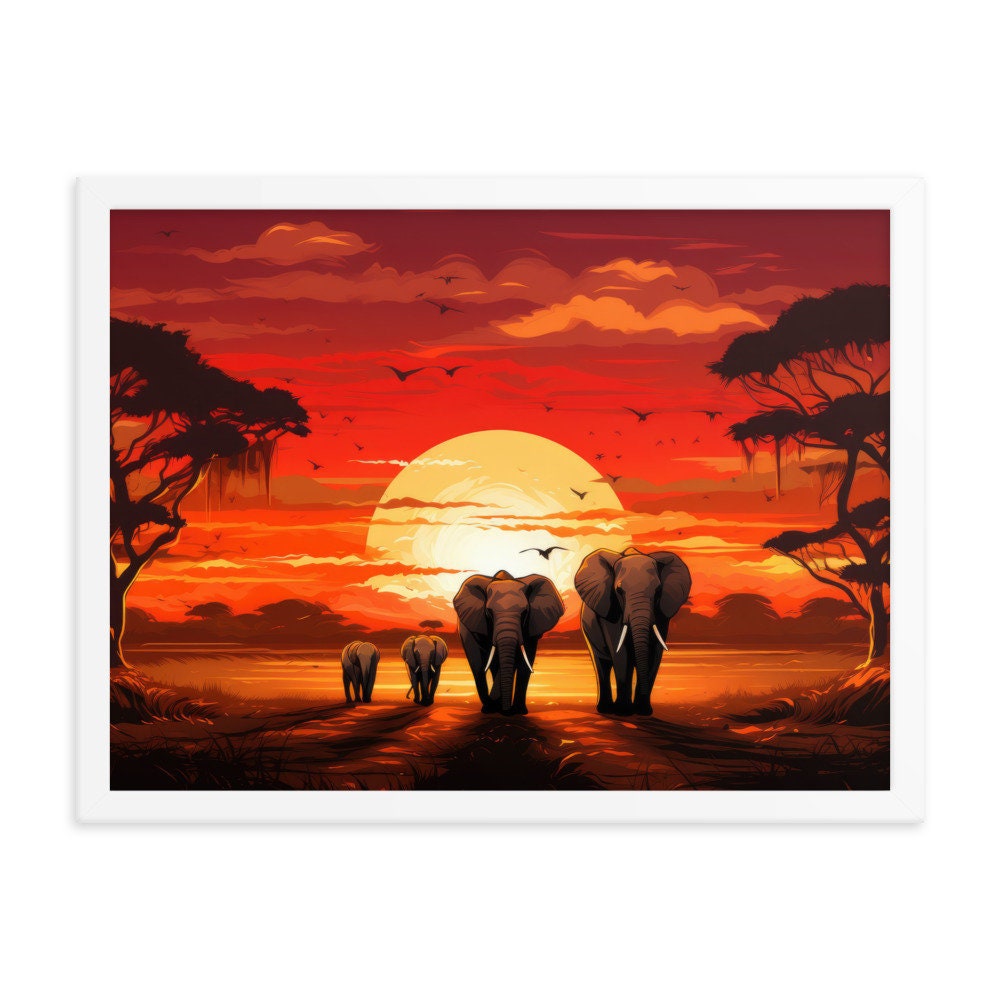 Family of Elephants v1 Framed Poster Sefira Art Gallery - Etsy