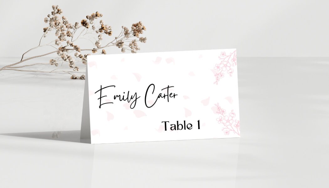 Sakura Pink Flower Wedding Reservation Card Editable Template ...